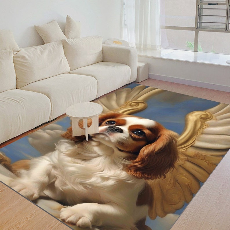 Renaissance Cavalier King Charles Spaniel Dog Mat, Cherub Pet Rug ...