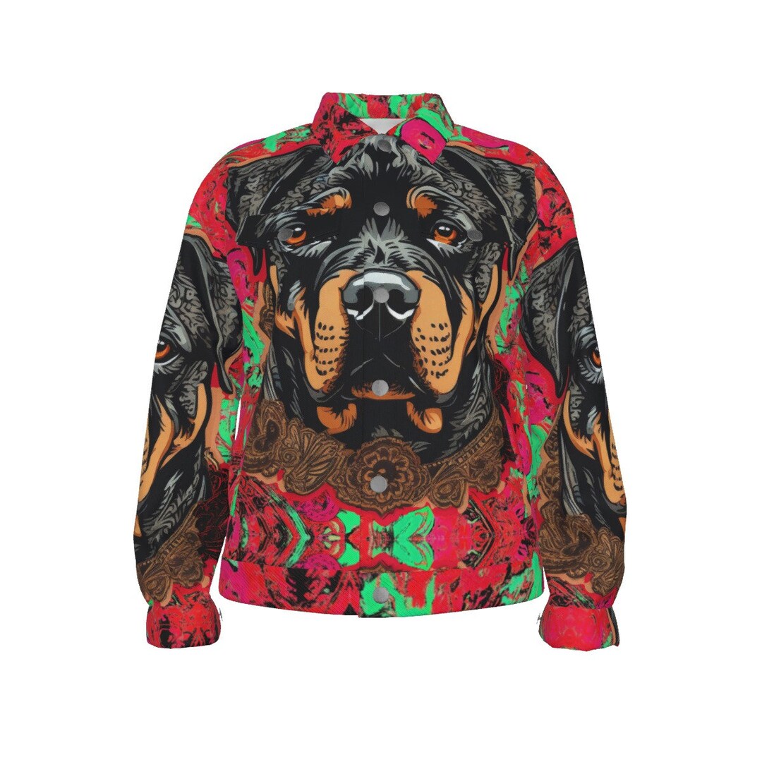 Bohemian Rottweiler Dog Cotton Jacket, Unisex Lightweight Jean Jacket ...