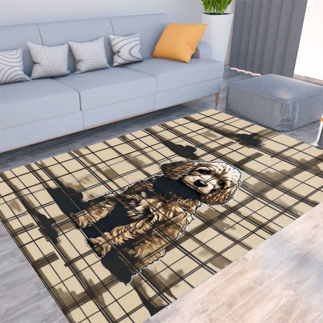 Cavapoo Windowpane Plaid Dog Mat, Pet Rug, Puppy Mat, Floor Covering ...