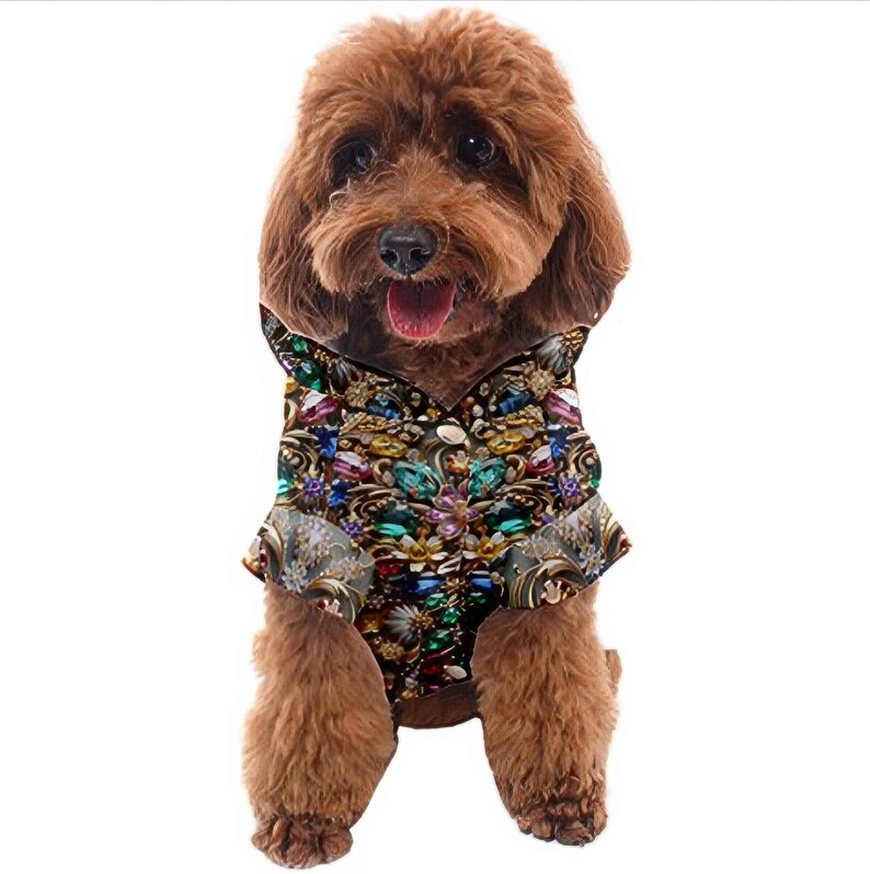 Rococo Bejeweled Dog Coat, Puppy Jacket, Outfit for Pet, Doggy ...
