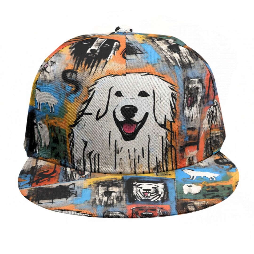 Great Pyrenees Baseball Hat, Crude Art Custom Dog Hat, Custom Dog Breed ...