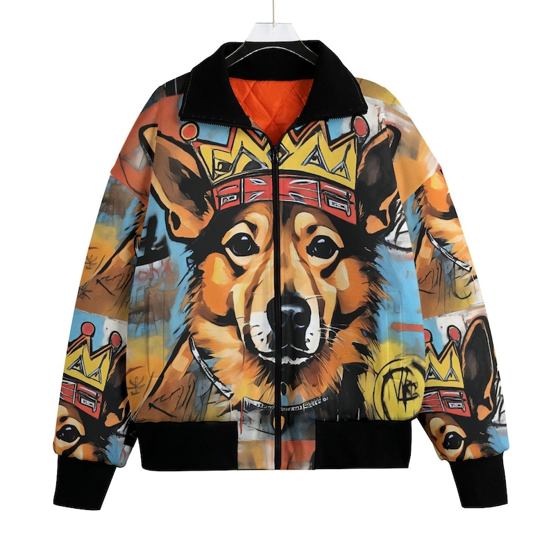 Finnish Spitz Dog Bomber Jacket Graffiti, Street Art, Custom Dog Coat ...