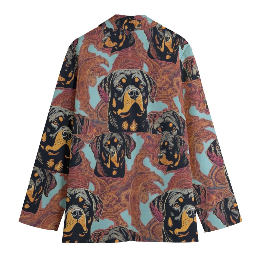 Rottweiler Paisley Dog Blazer, Women's Cotton Blazer, Suit Jacket ...