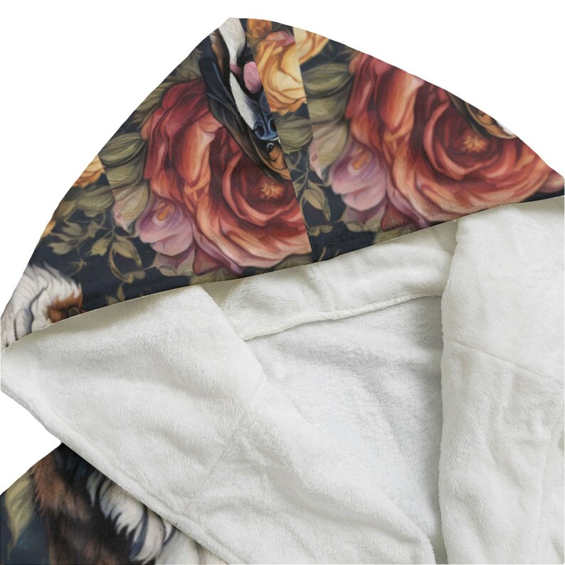 St. Bernard Cottagecore Dog Plush Robe, Hooded Bathrobe, Unisex Robe ...