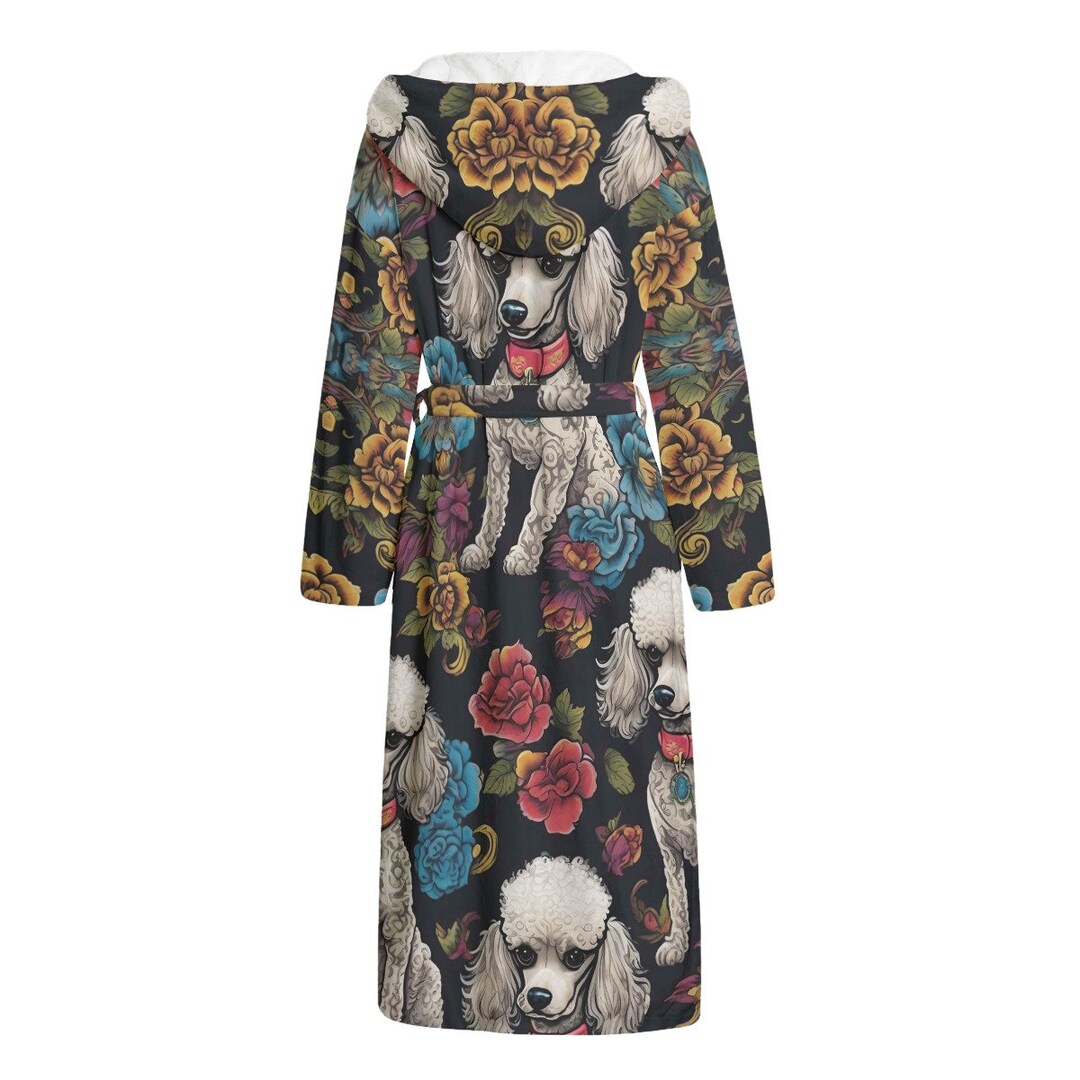 Baroque Poodle Dog Plush Robe, Hooded Bathrobe, Unisex Robe, Thick ...