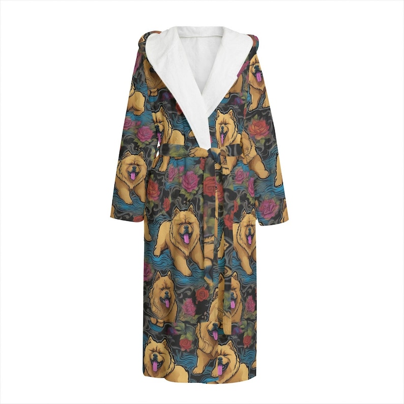 Baroque Chow Chow Dog Plush Robe, Hooded Bathrobe, Unisex Robe, Thick ...