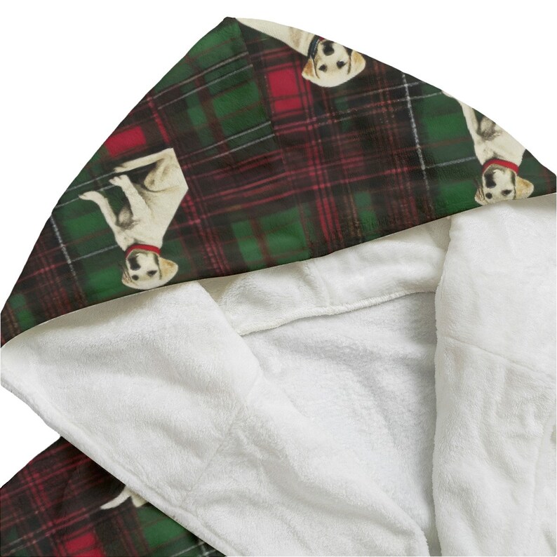 Tartan Plaid Dog Plush Robe, Labrador Retriever Hooded Bathrobe, Unisex ...