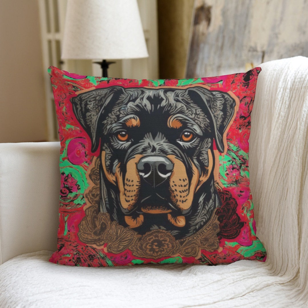 Rottweiler Red Japanese Tattoo Dog Pillow, Gift for Dog Lover, Home ...