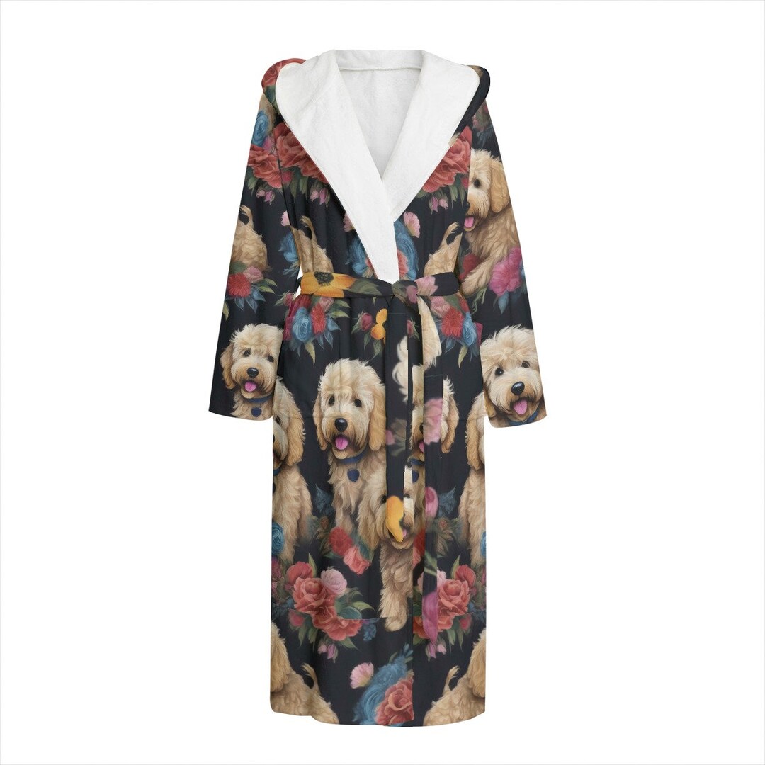 Baroque Dog Plush Robe, Hooded Bathrobe, Unisex Robe, Thick Cuddly ...