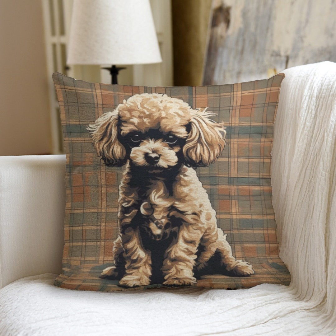 Cavapoo Plaid Dog Pillow, Cavadoodle Gift for Dog Lover, Home Decor, Decorative Throw Pillows ...