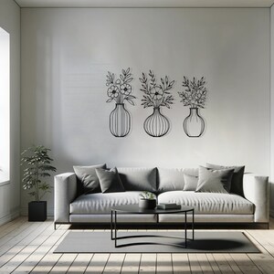 Spring Flower Metal Wall Art, Minimalist Flower Wall Art, Living Room ...