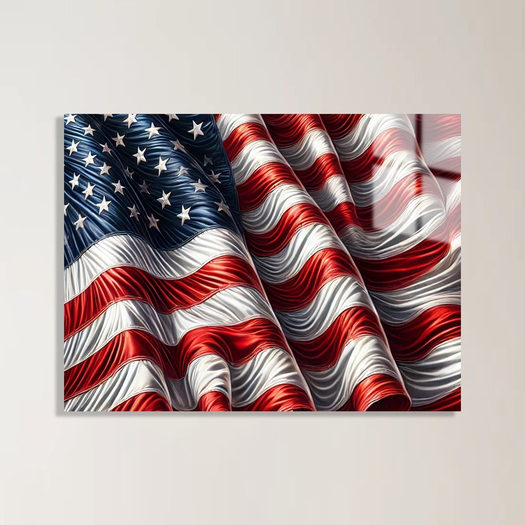 American Flag Metal Wall Art, American Flag Metal Poster, Metal USA ...