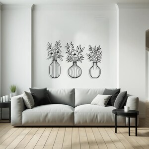 Spring Flower Metal Wall Art, Minimalist Flower Wall Art, Living Room ...