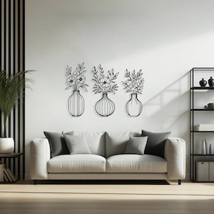Spring Flower Metal Wall Art, Minimalist Flower Wall Art, Living Room ...