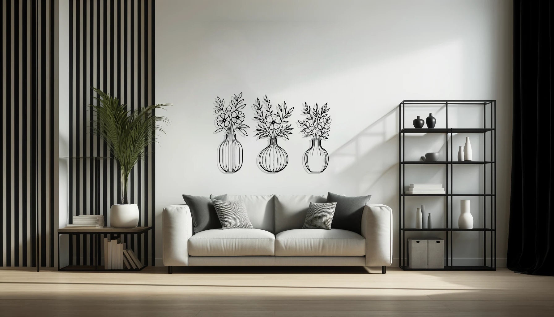 Spring Flower Metal Wall Art, Minimalist Flower Wall Art, Living Room ...