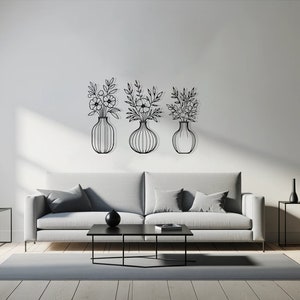 Spring Flower Metal Wall Art, Minimalist Flower Wall Art, Living Room ...
