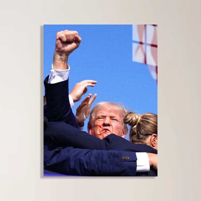 Donald Trump Fight, Trump Shot Metal Poster Wall Art, Trump Shooting ...