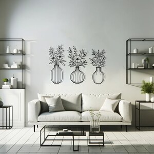 Spring Flower Metal Wall Art, Minimalist Flower Wall Art, Living Room ...