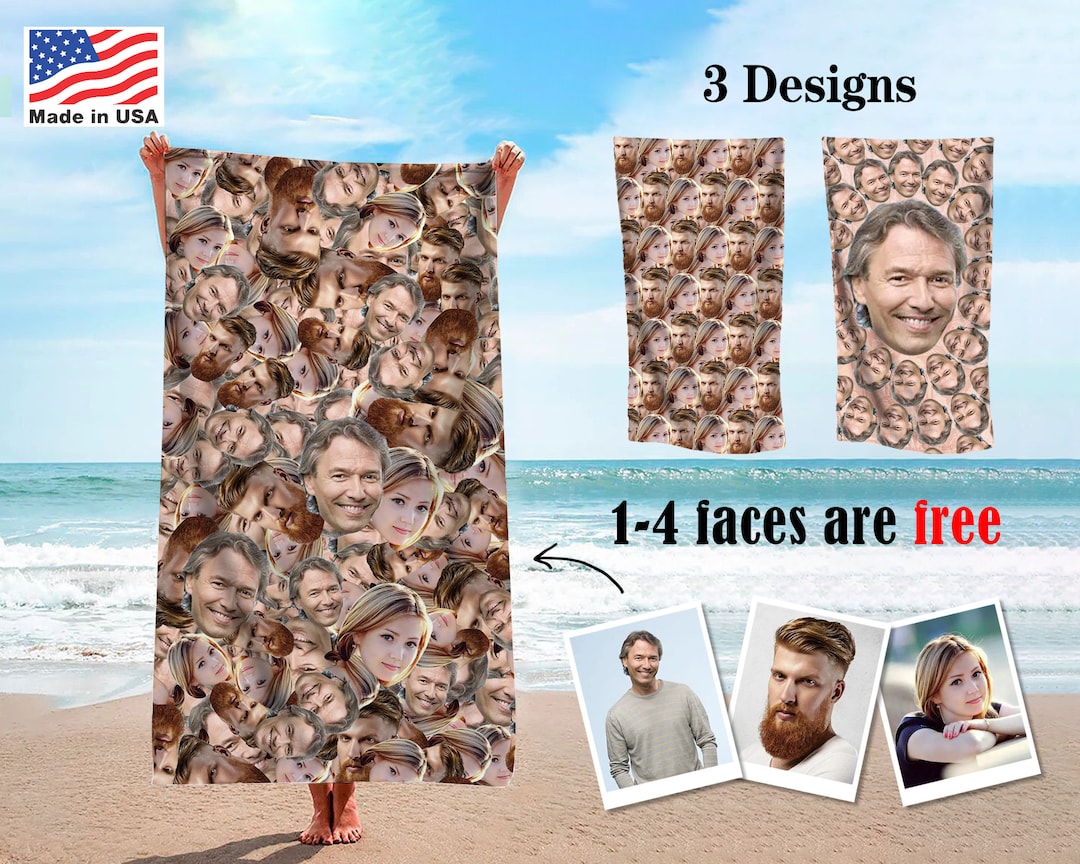 Customized Towel With Faces,funny Faces on Personalized Beachtowel ...