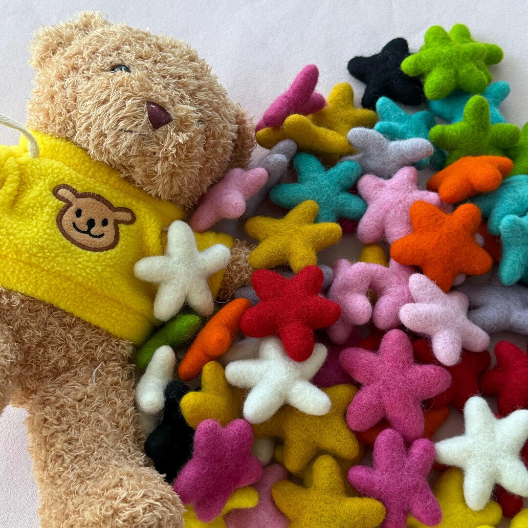 Felt Star Shapes Felted Sea Star Needle Felted Wool Star Set DIY ...