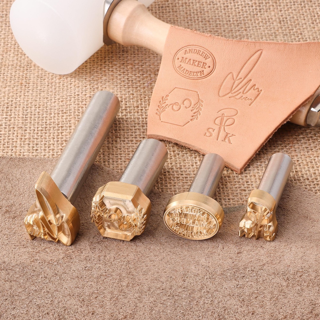 Custom Leather Brass Stamp for Hammer Press, Gift for Leather Craftsman ...