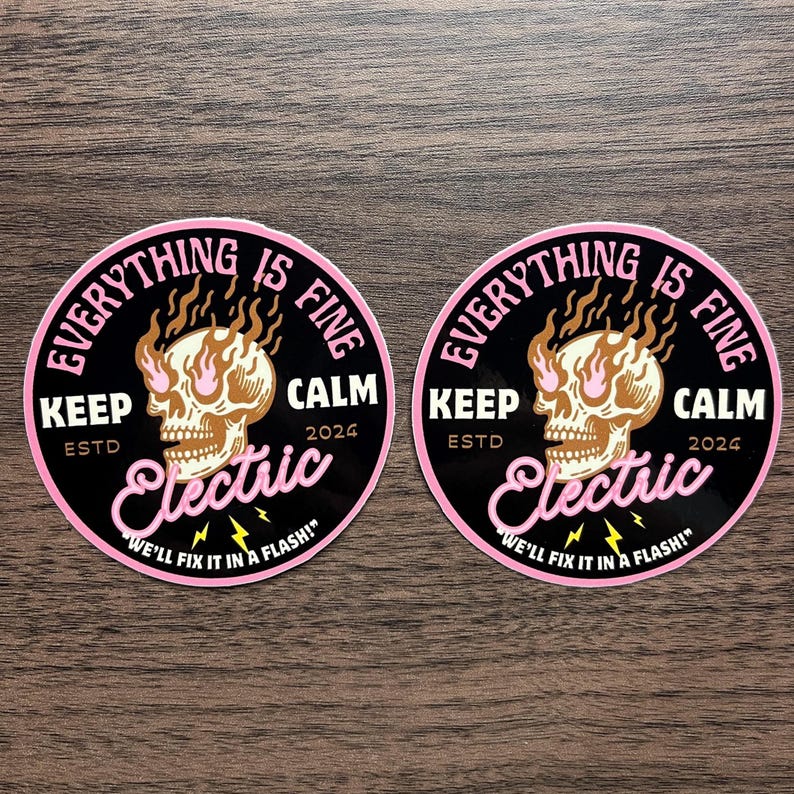 2 Everything is Fine Electric, Electrician Sticker, Hardhat Sticker ...