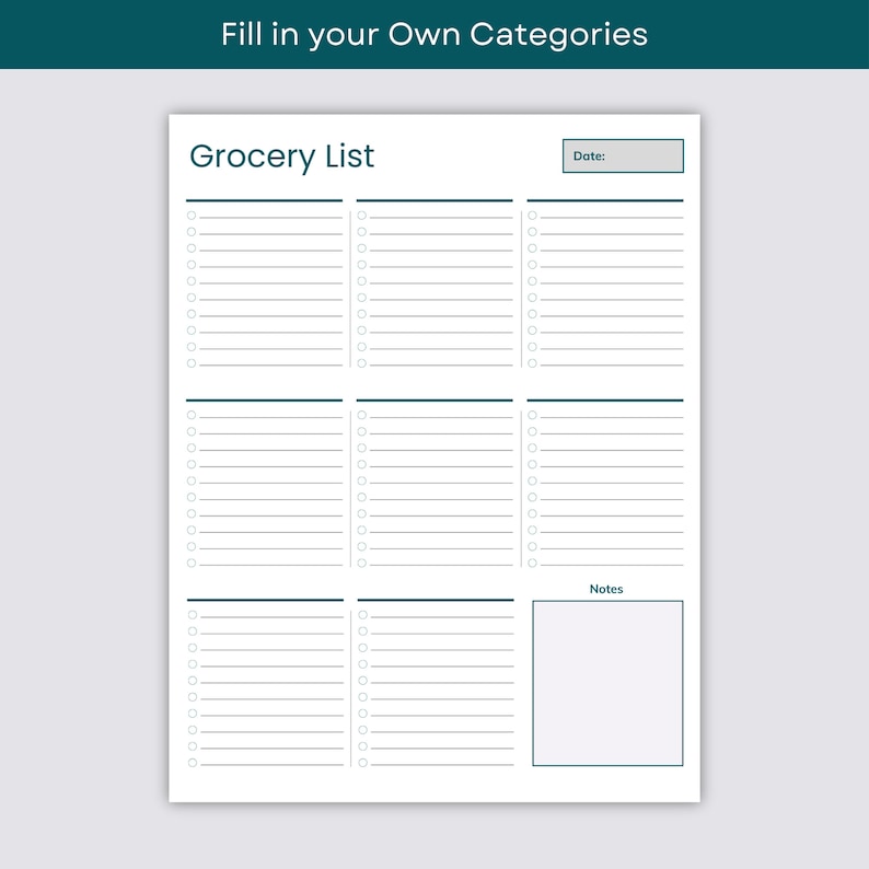 Printable Grocery List Template: Minimalist Shopping List (instant ...