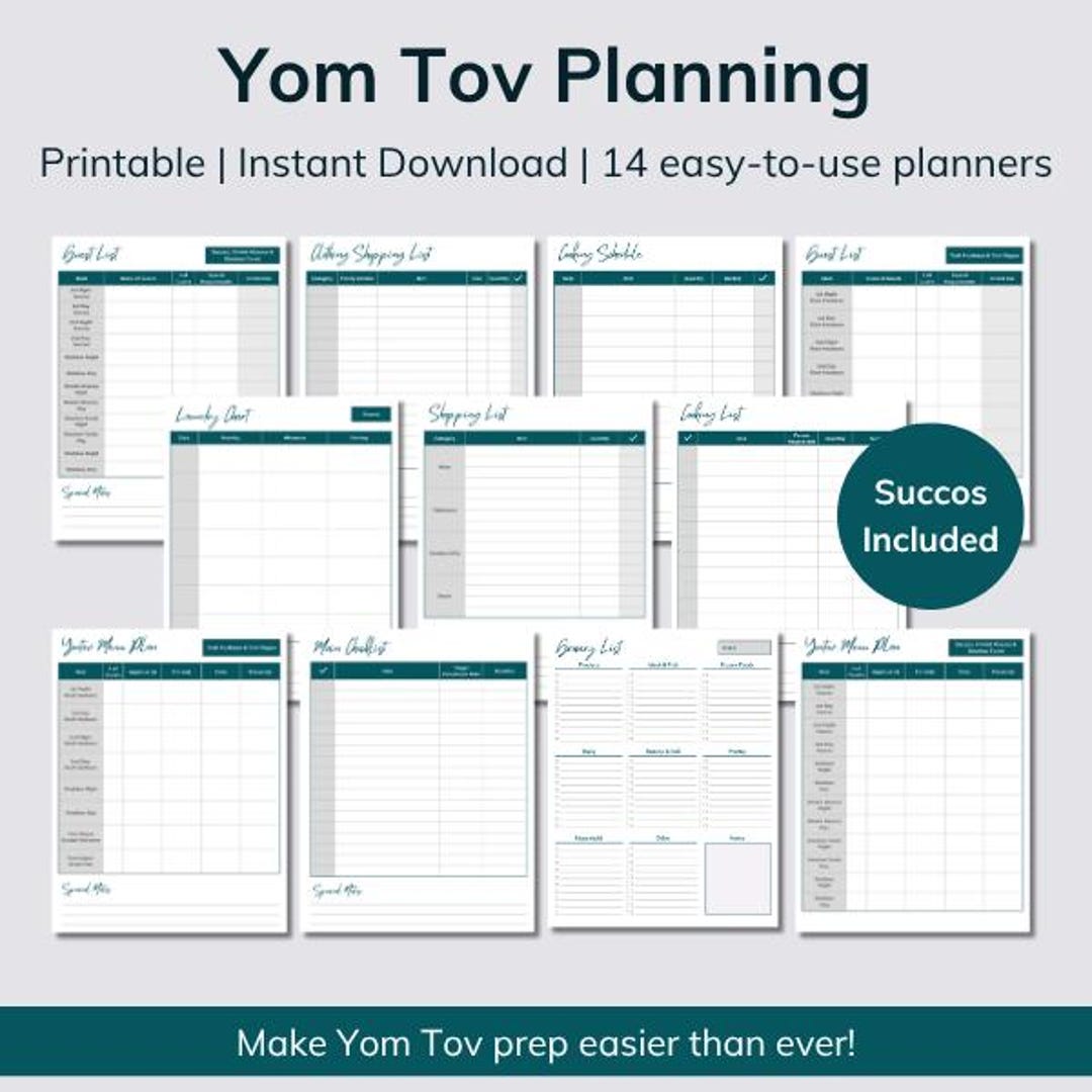 High Holiday Planner Bundle: Rosh Hashanah, Yom Kippur, Sukkot ...
