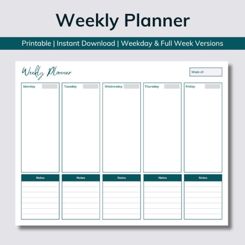 Weekly Planner Printable - Etsy