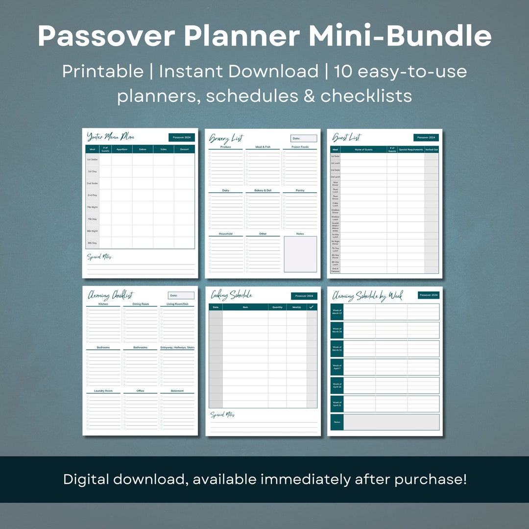 2024 Passover Planning Mini Bundle Pesach Printable Schedules ...