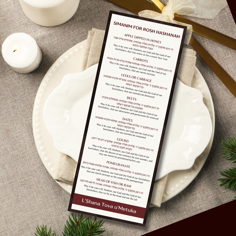 Rosh Hashanah Simanim Card - Printable Blessing Cards for Your Holiday ...