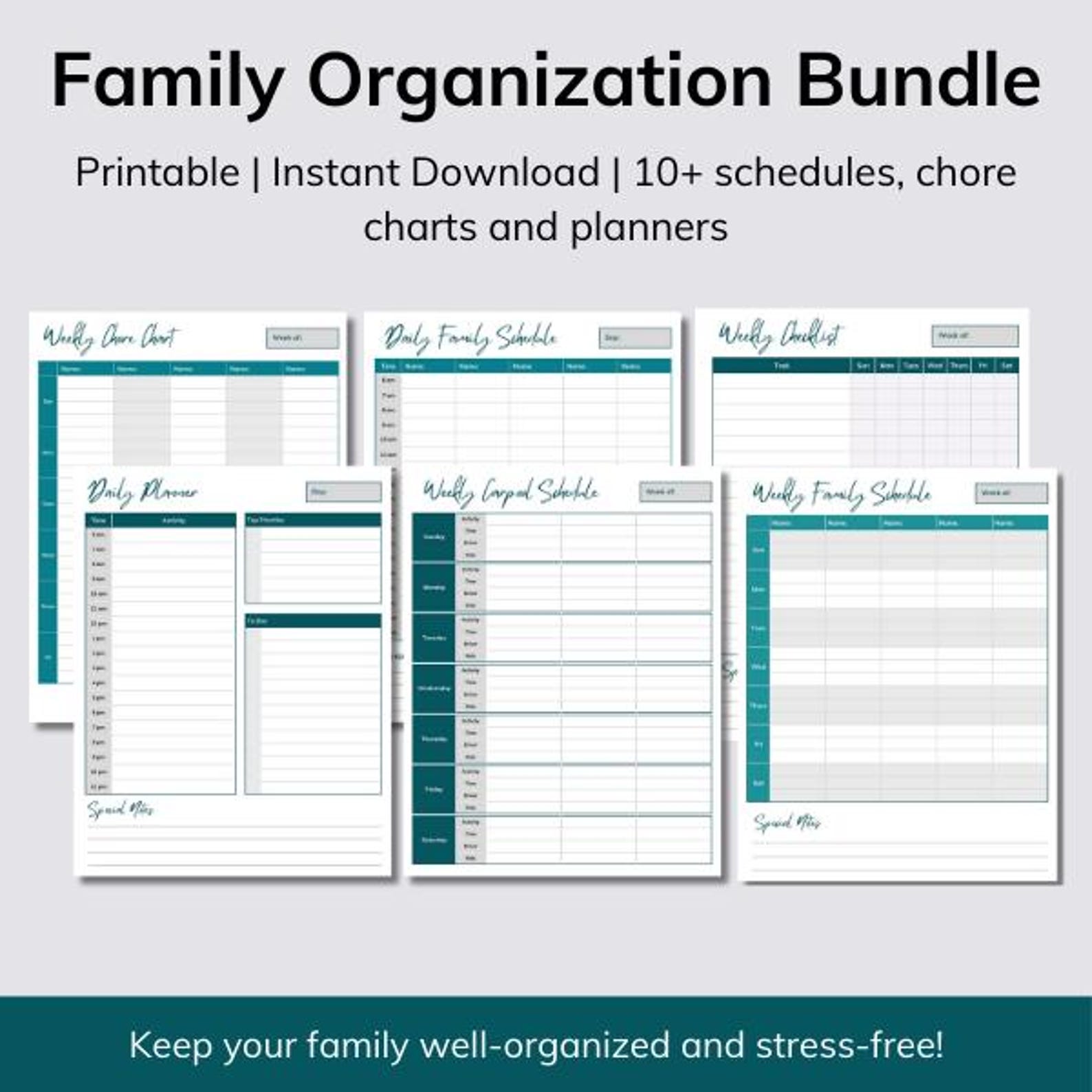 Family Planner Bundle: Chore Chart, Schedules, Checklists (printable ...