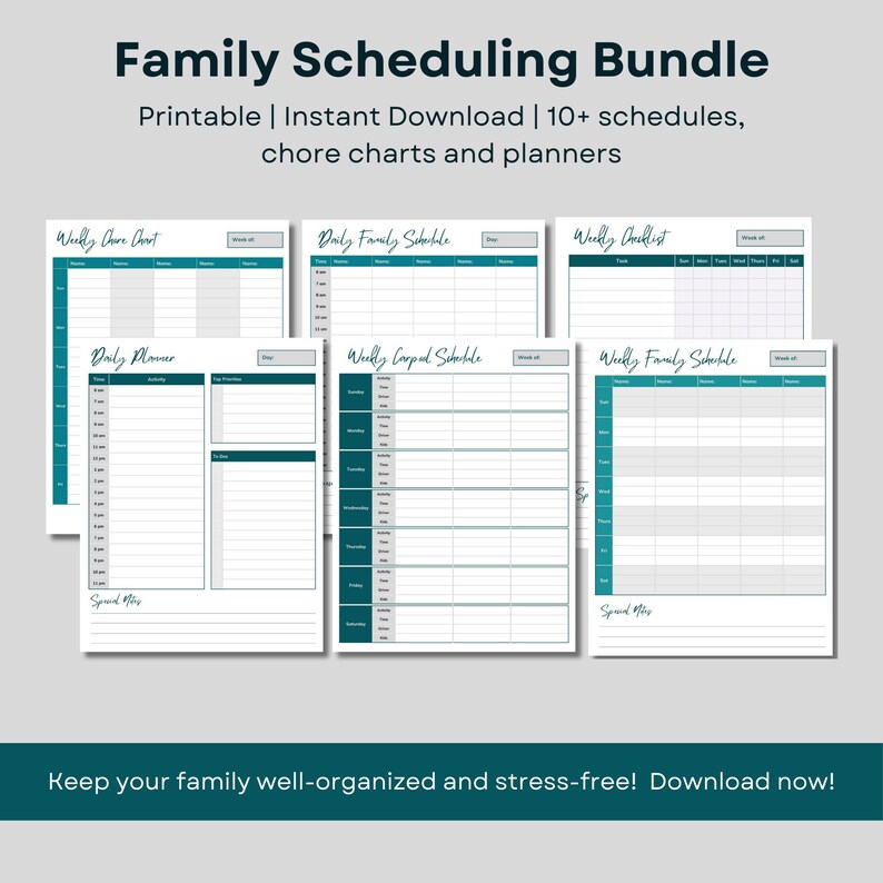 Family Planner, Family Chore Chart, Weekly Family Schedule, Printable ...