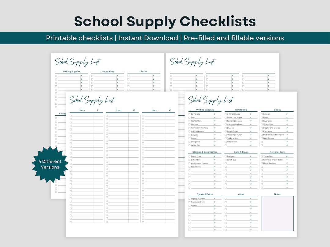 School Supply List | Back to School Shopping List | Printable ...