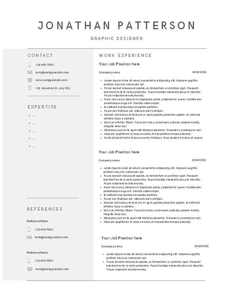 Minimalist Resume Template Canva Professional CV Design 100% Editable ...