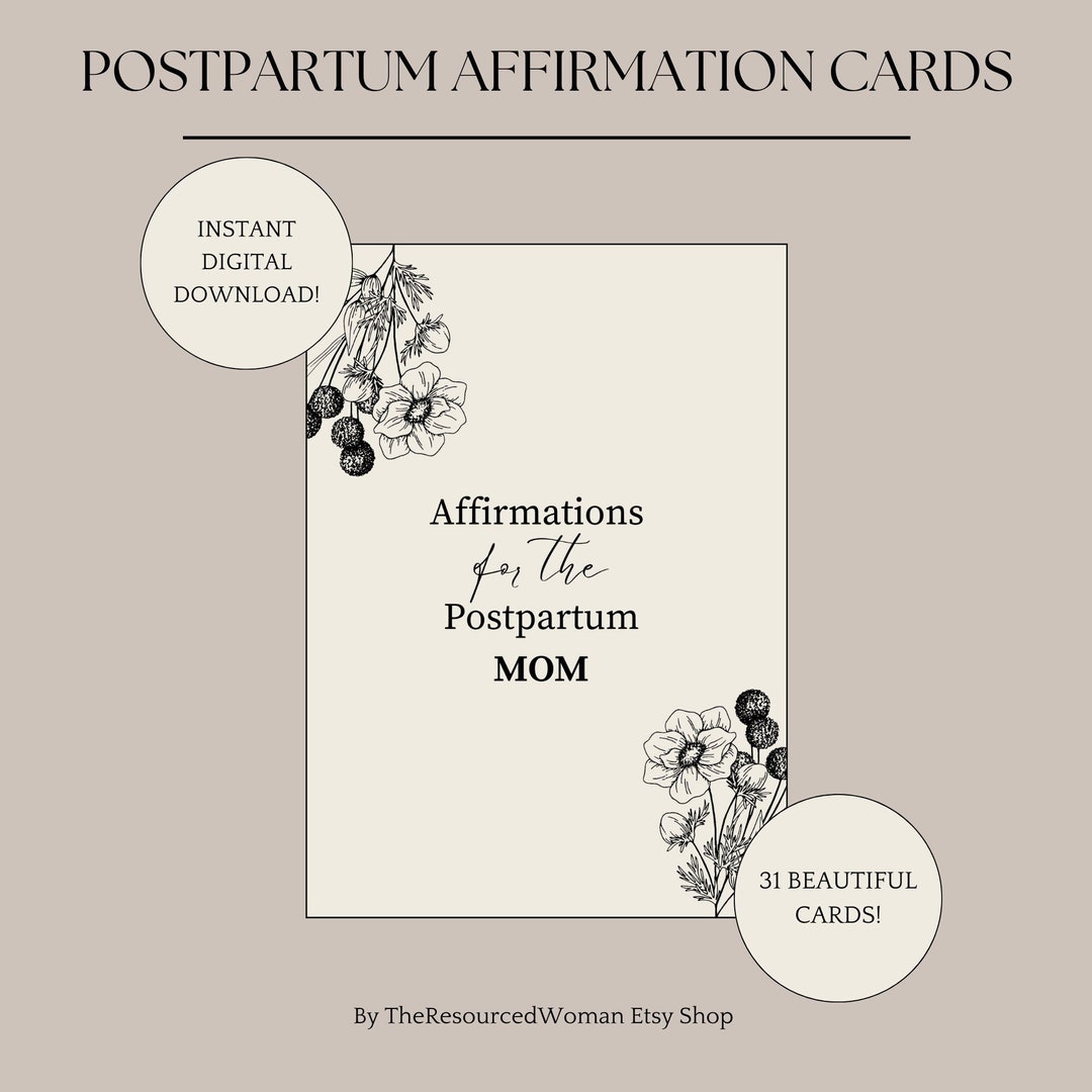 Postpartum Affirmation Cards, Encouragement Cards for Moms, Doula ...