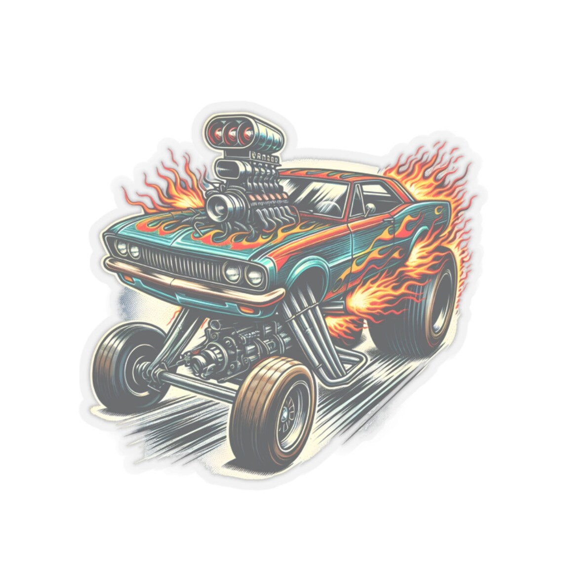 Crazy Drag Car Sticker Wacky Muscle Car Decal Kiss-cut Stickers - Etsy