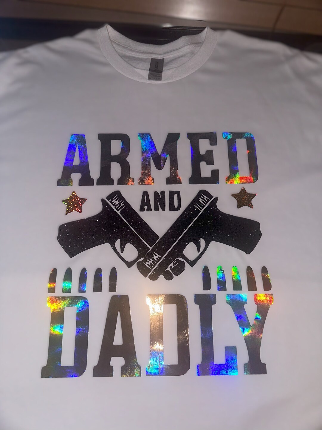Armed & Dadly T-shirt, Father's Day T-shirt, Protective Dad Tee, Glock ...