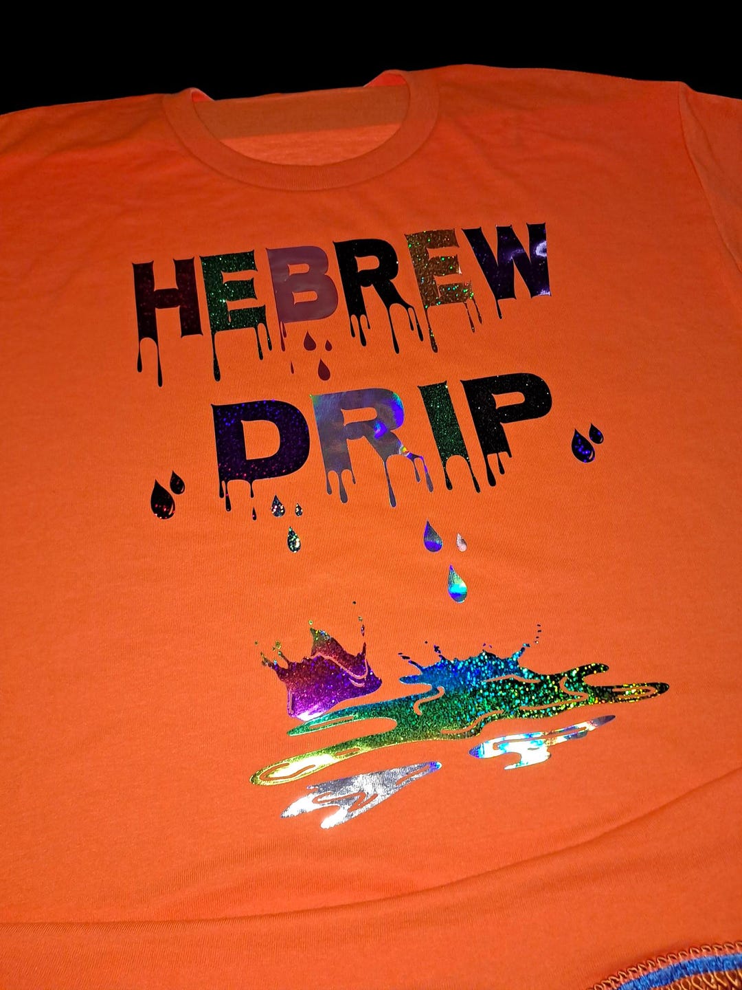 Orange Multi-colored Hebrew Drip Tshirt, Drip Tshirt, Israelite Tshirt ...
