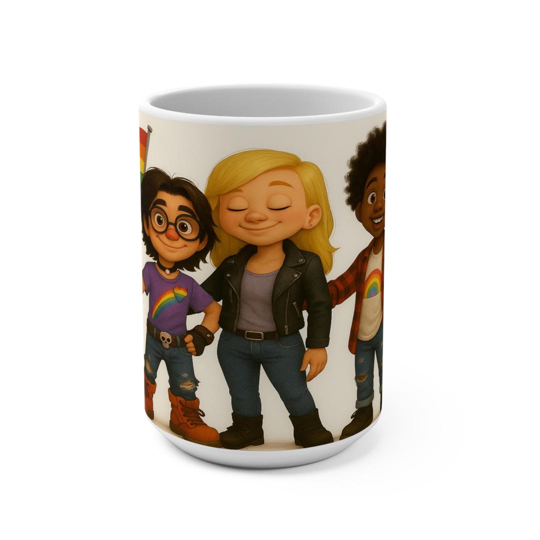 Pride Celebration Mug, LGBTQ+ Ally Coffee Cup, Rainbow Design ...