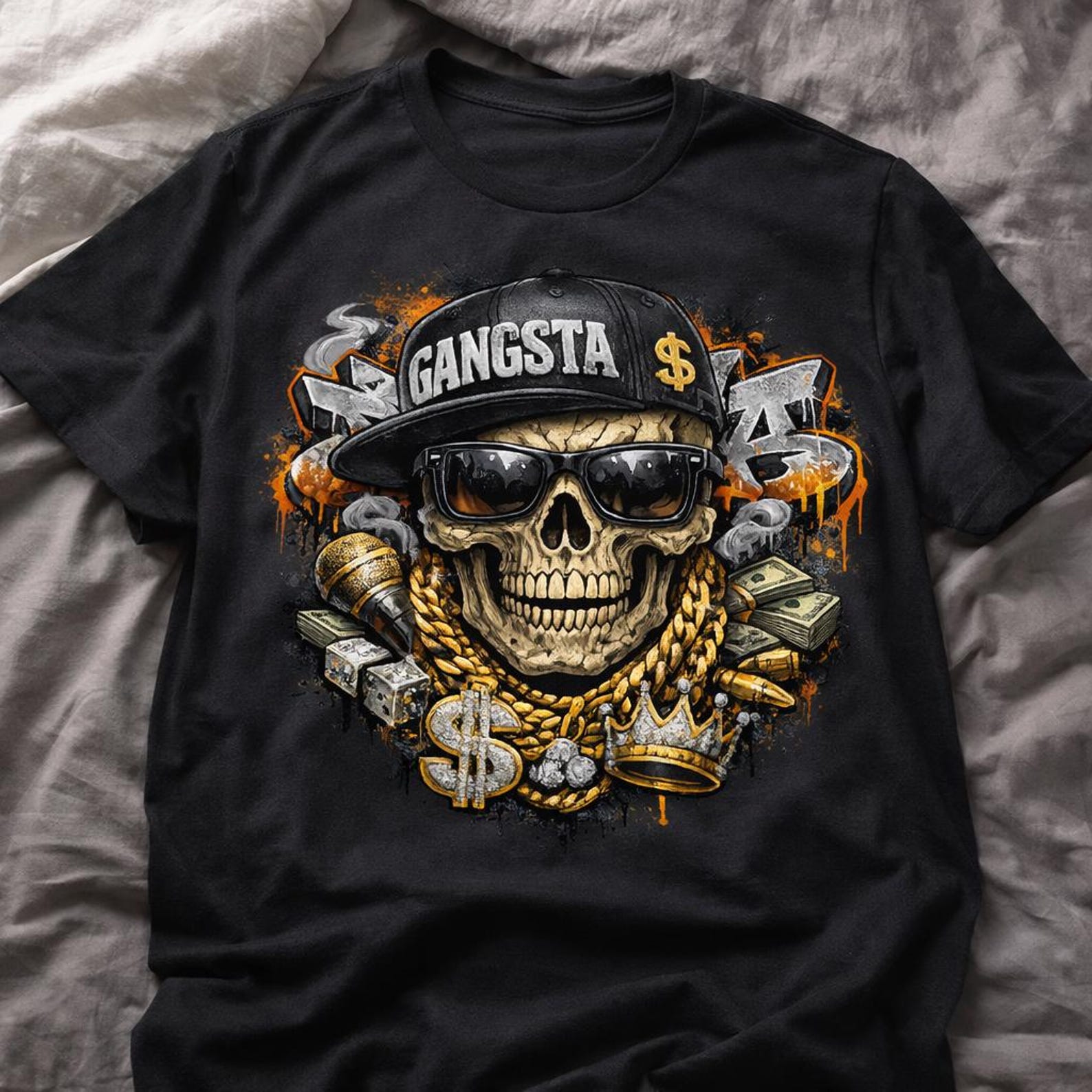 Gangsta Hip Hop Skull Streetwear RAP Bling PNG - Etsy