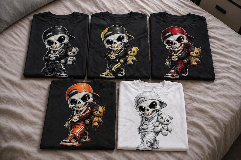 Hip Hop Skeleton Teddy Bear PNG Bundle, Urban Streetwear Clipart ...