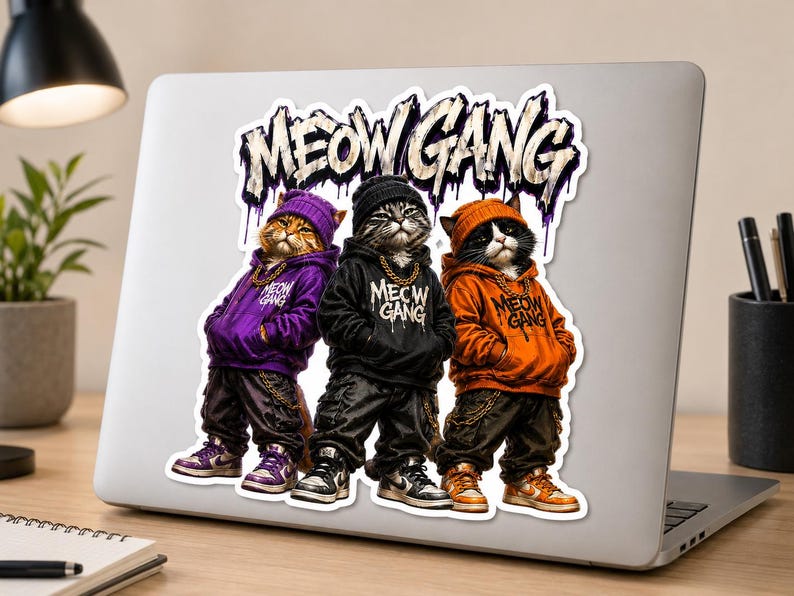 Meow Gang Cats PNG, Hip Hop Cat Crew Clipart, Streetwear Cat Trio ...