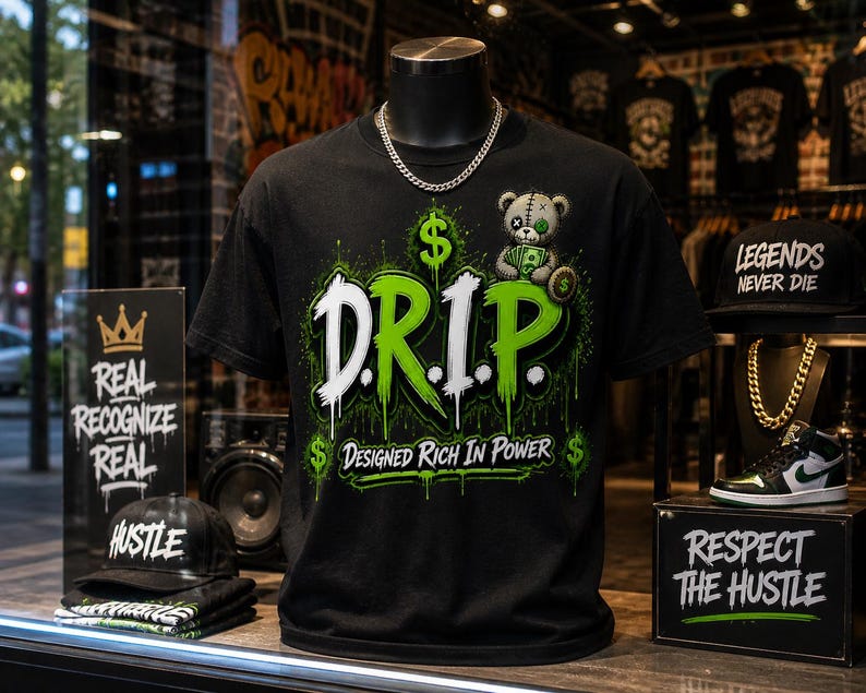 DRIP PNG, Designed Rich in Power Graphic, Hip Hop Teddy Bear, Green ...