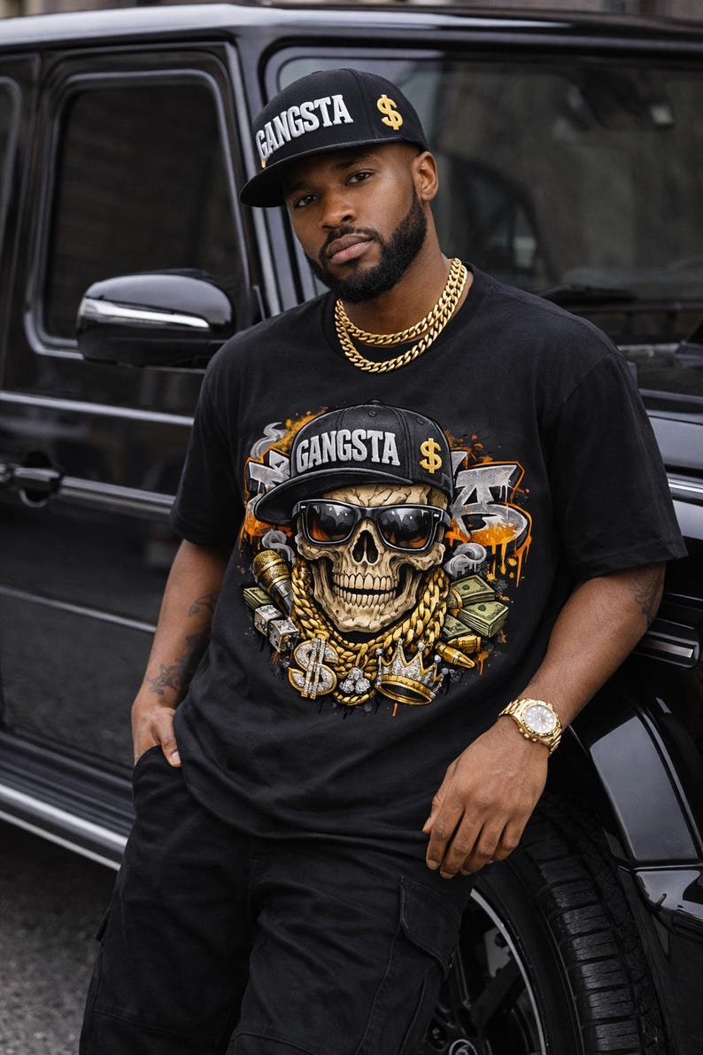 Gangsta Hip Hop Skull Streetwear RAP Bling PNG - Etsy