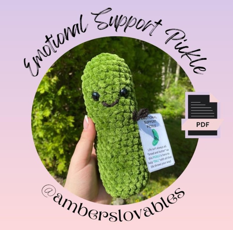 Emotional Support Pickle No-sew Crochet Pattern - Etsy