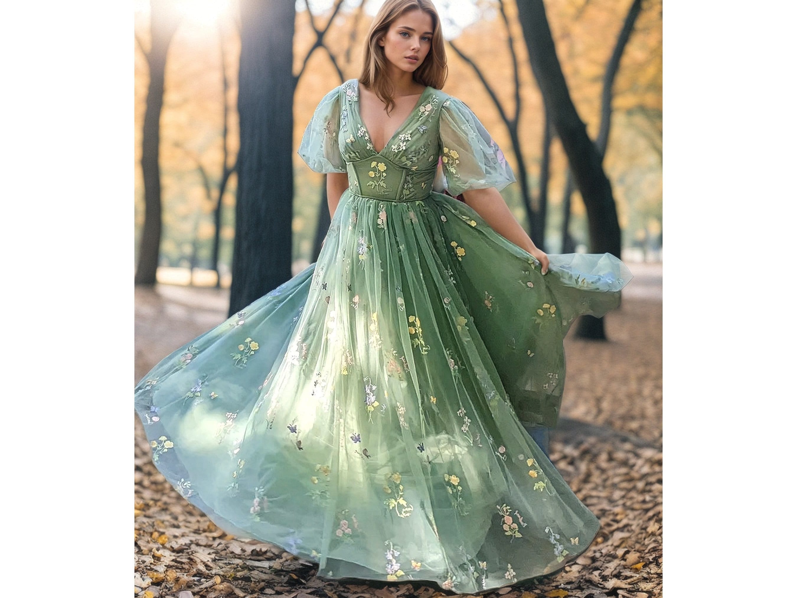 Black Fairycore Prom Dress, Green Prom Dress, Fairycore Dress, Corset ...