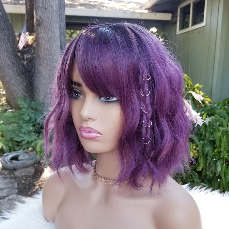 Short Purple Hair Wig - Etsy