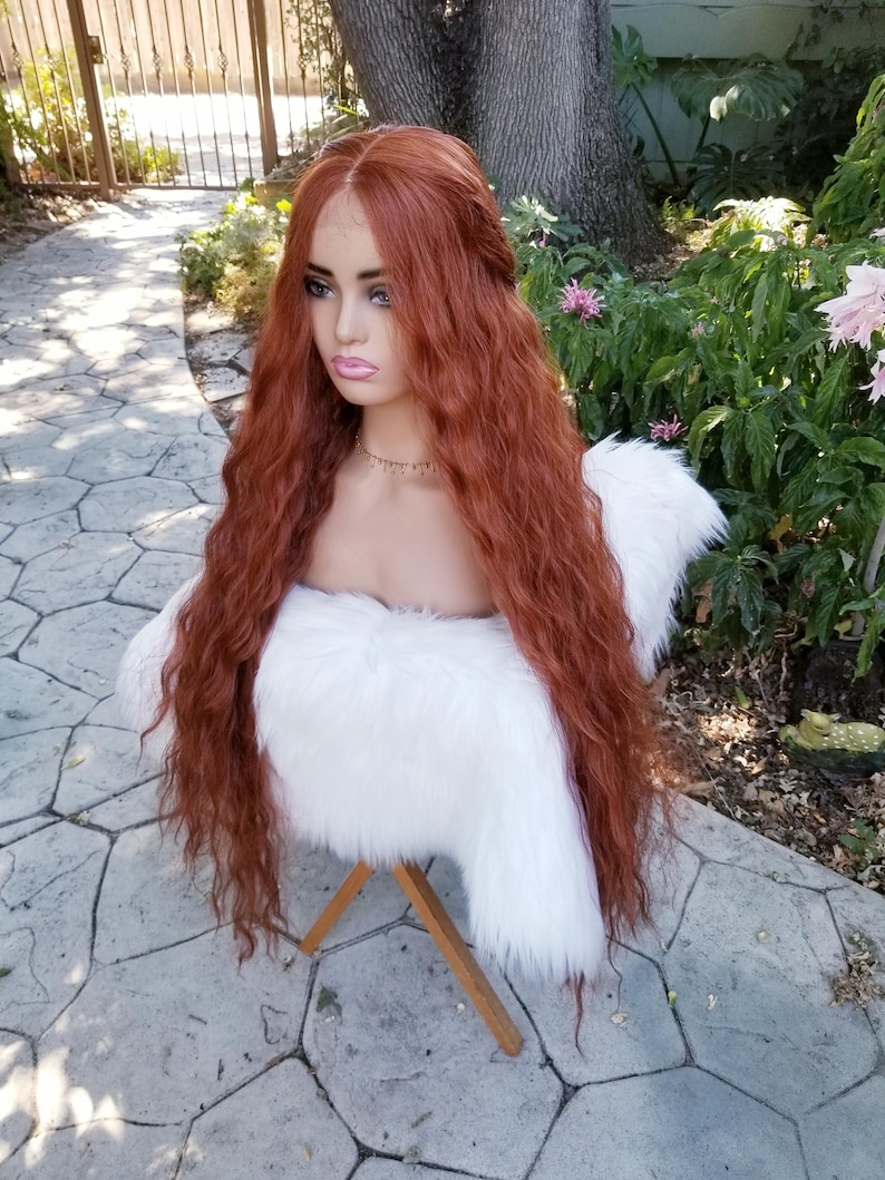 Super Long Ginger Red Wig With Braids, Beads Hair, Orange Elf Elven ...