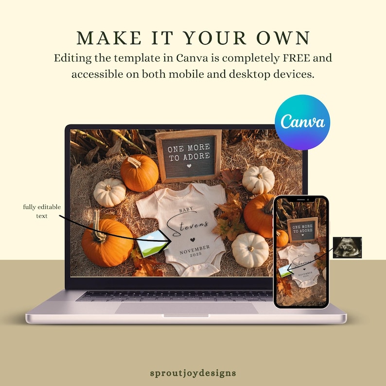 Fall Pregnancy Announcement Digital Gender Neutral Baby Announcement ...